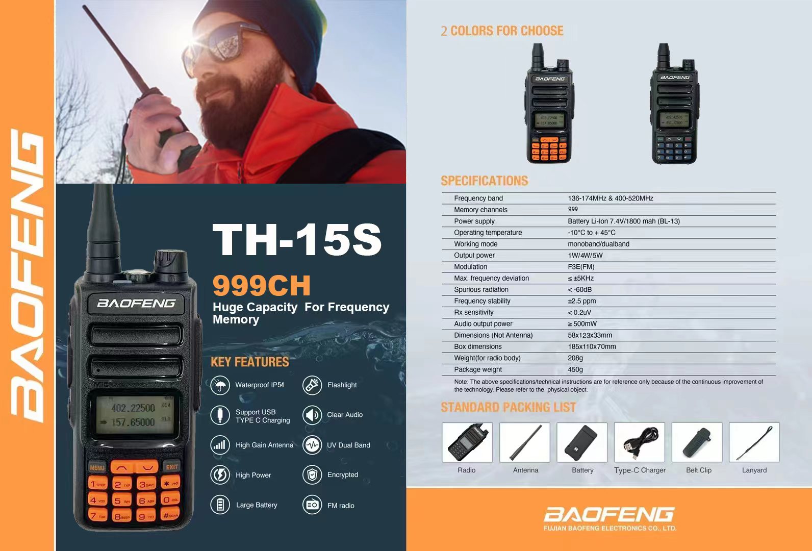 BAOFENG TH15S Dual Band Handheld Receiver Ham Radio - Baofeng