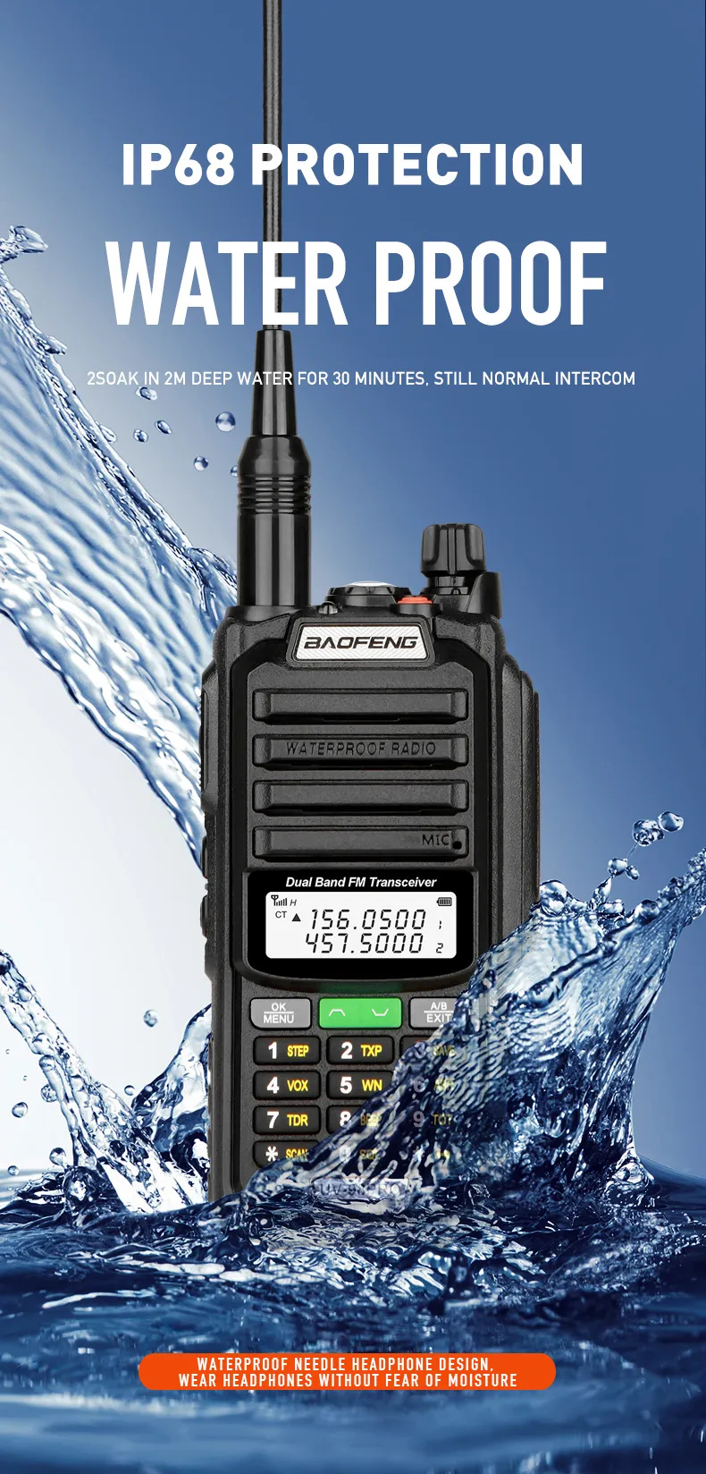 Baofeng UV-98 Pro IP68 Waterproof SOS Dual Band Walkie Talkie FM Radio - Baofeng