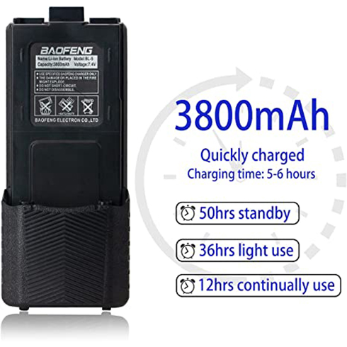Baofeng 5R Long Battery 3800mah for Baofeng UV-5R 5RE 5RA F8 F8HP ...