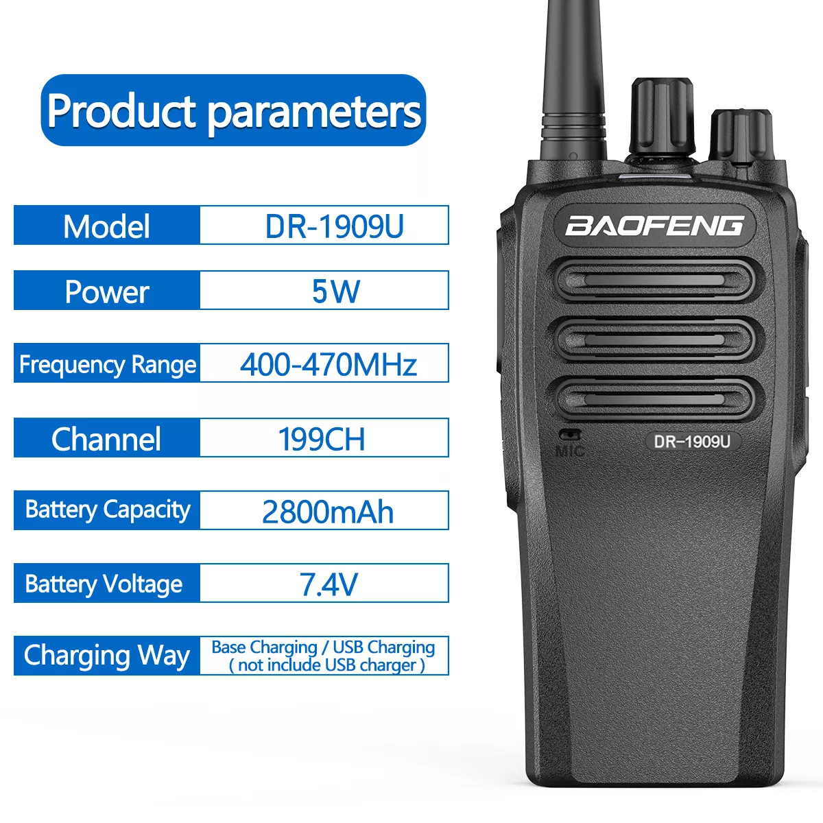 BAOFENG DR-1909U UHF 10w DMR Two Way Radio - Baofeng