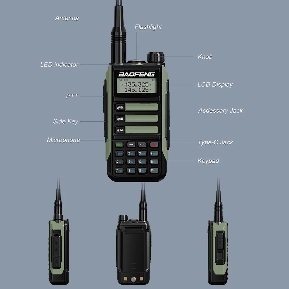 Baofeng UV-16 Long Range Handheld Walkie Talkie UHF VHF Dual Band Two ...